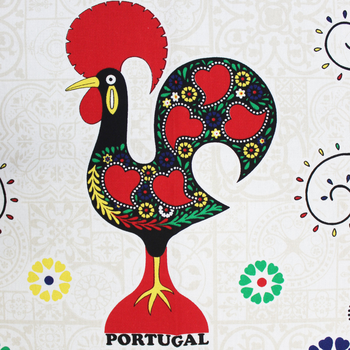 100% Cotton Beige Portuguese Good Luck Rooster Hearts Made in Portugal ...