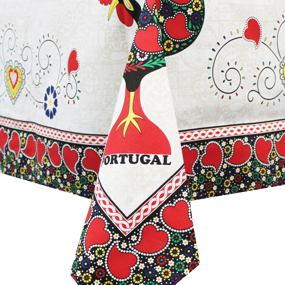 100% Cotton Beige Portuguese Good Luck Rooster Hearts Made in Portugal ...