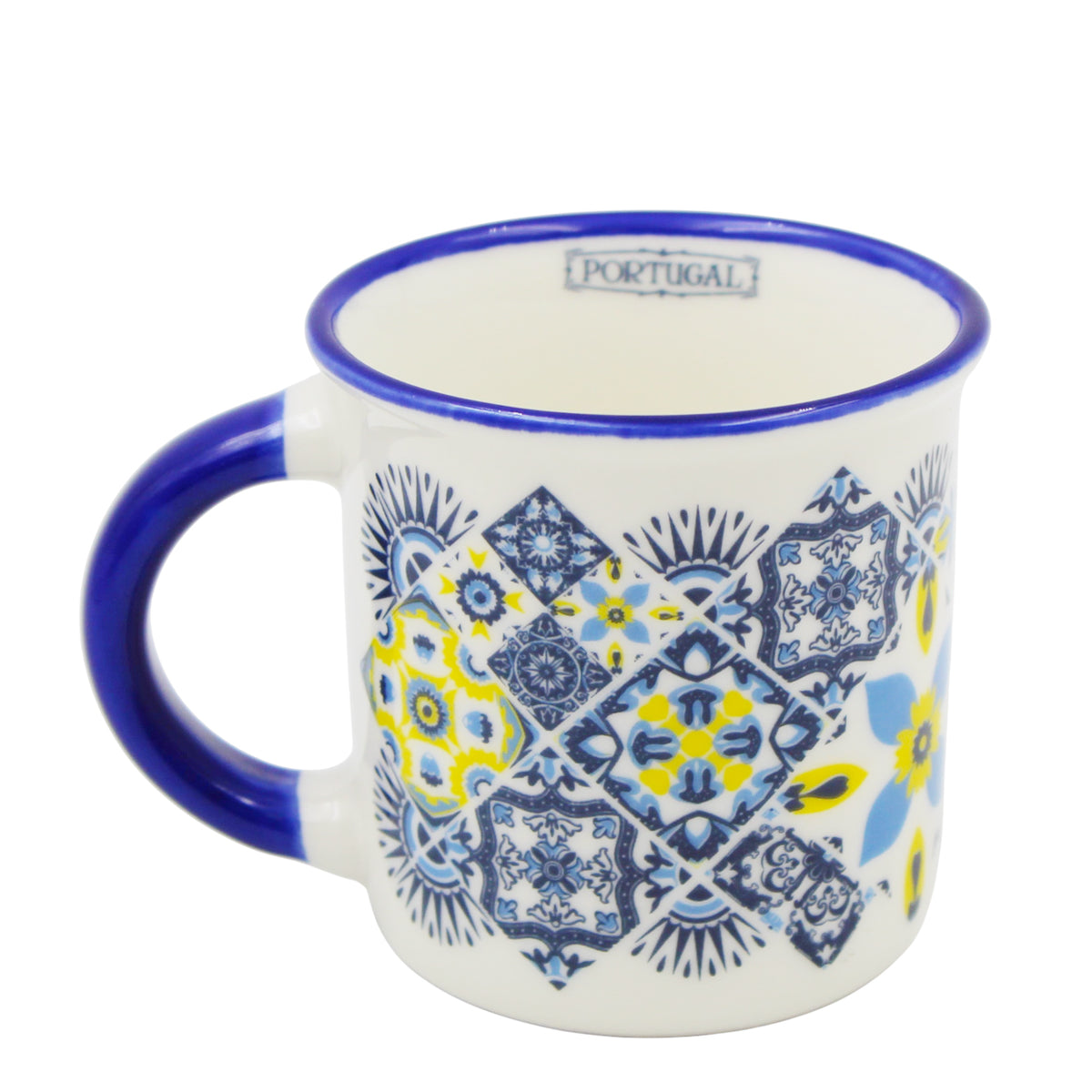 Traditional Portuguese Azulejo Blue & Yellow Pattern Ceramic Espresso ...