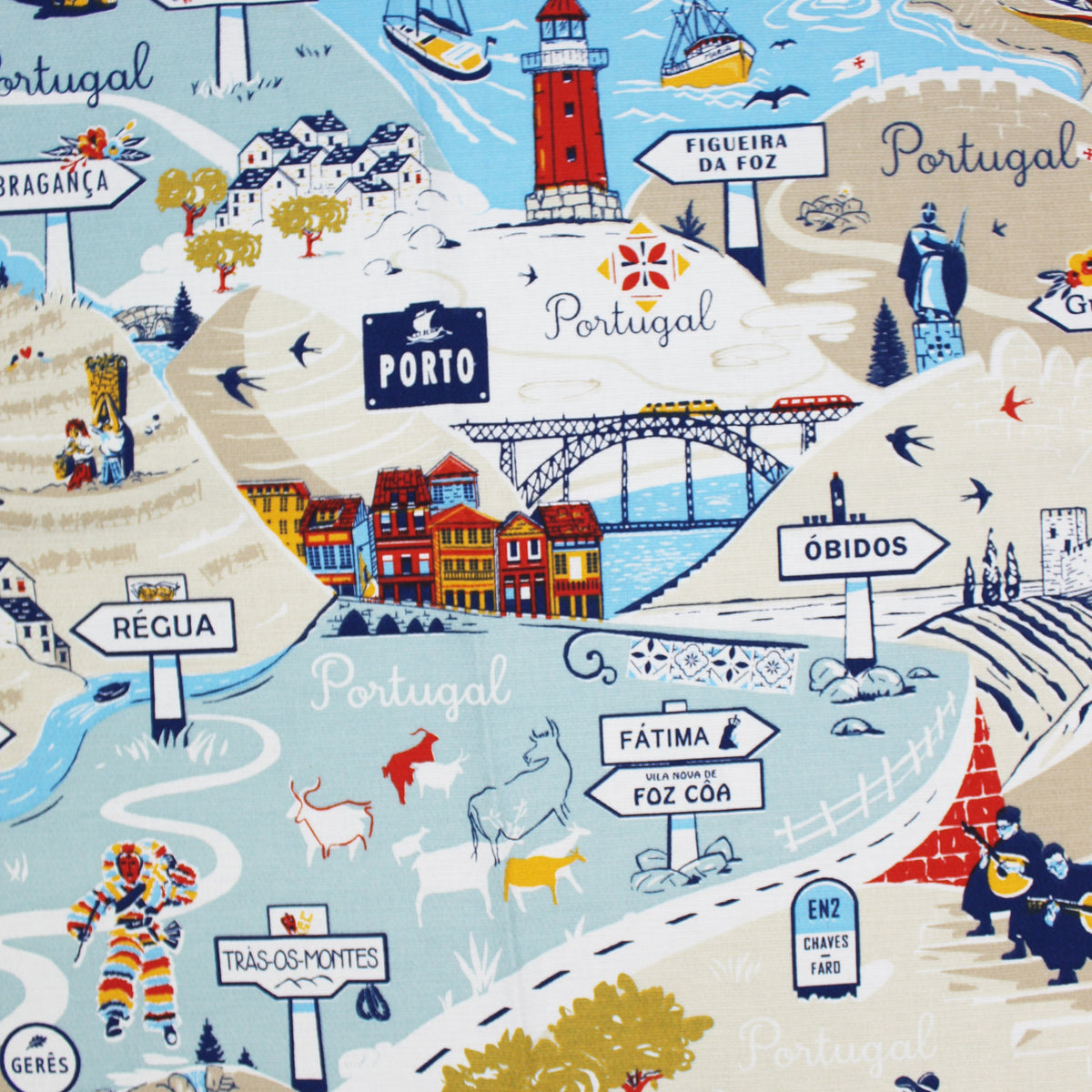 100% Cotton Portuguese Cities Made in Portugal Tablecloth – Portugalia ...