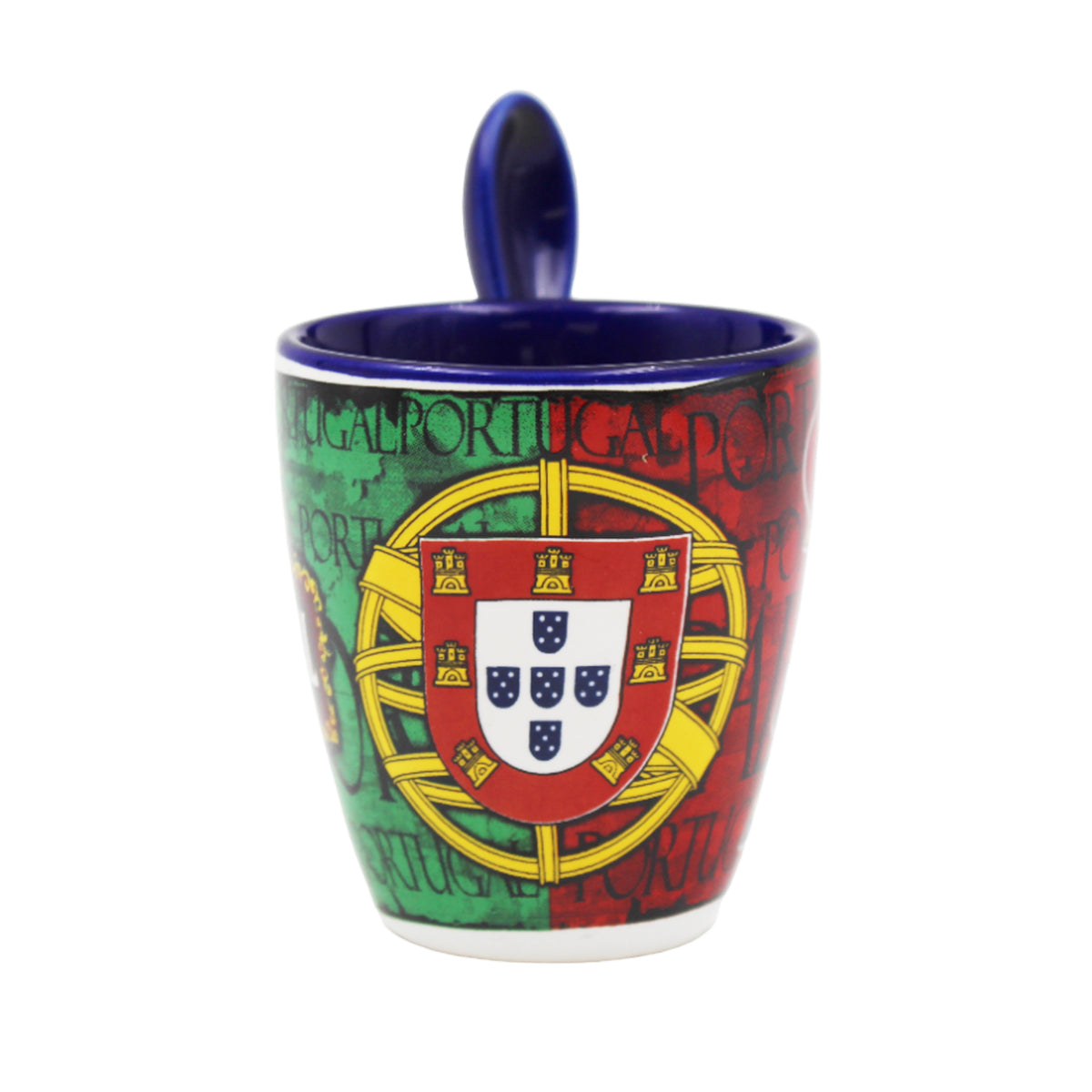 Portuguese Armillary Sphere & Rooster - Ceramic Espresso Cup with Spoo ...