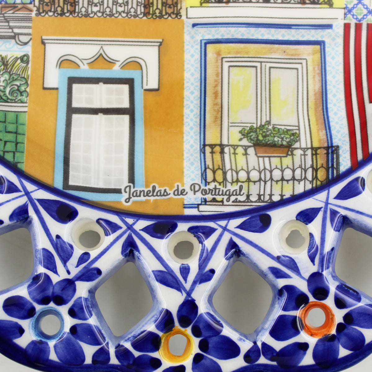 Hand-Painted Traditional Floral Portuguese Windows 11" Decorative Plat ...