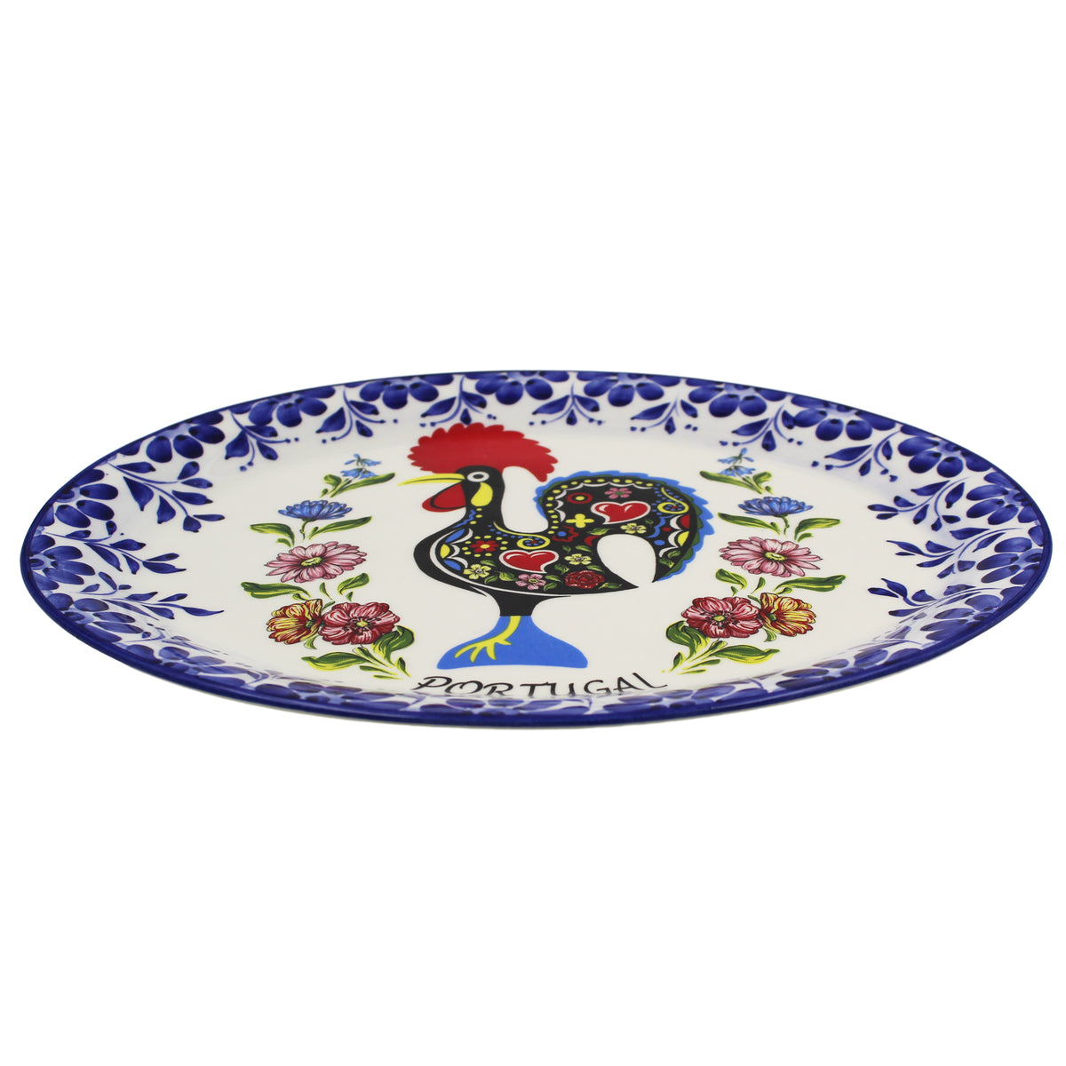 Traditional Rooster Galo Barcelos Floral Ceramic Oval Platter ...