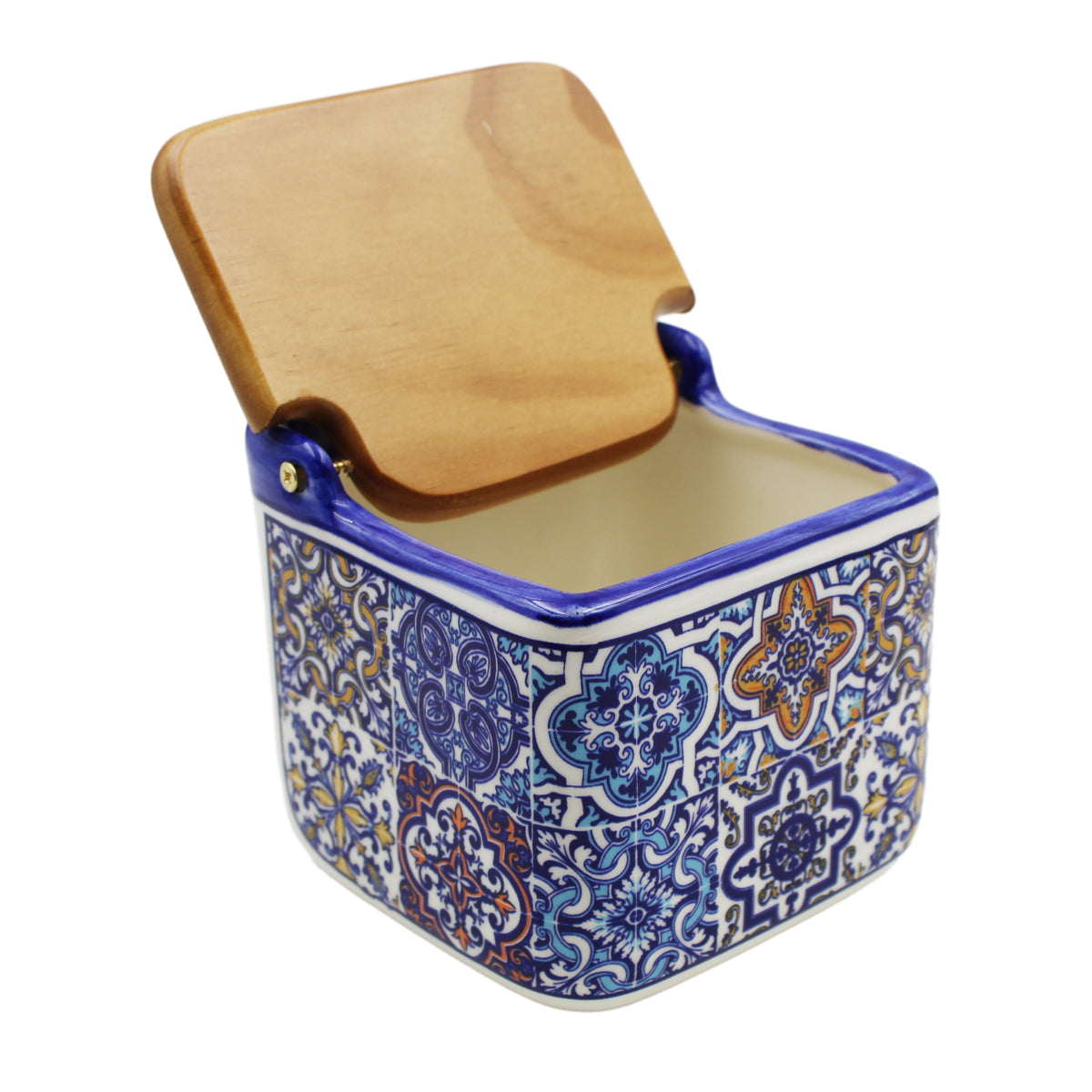 Tradtional Blue Tile Azulejo Ceramic Salt Holder with Lid – Portugalia ...