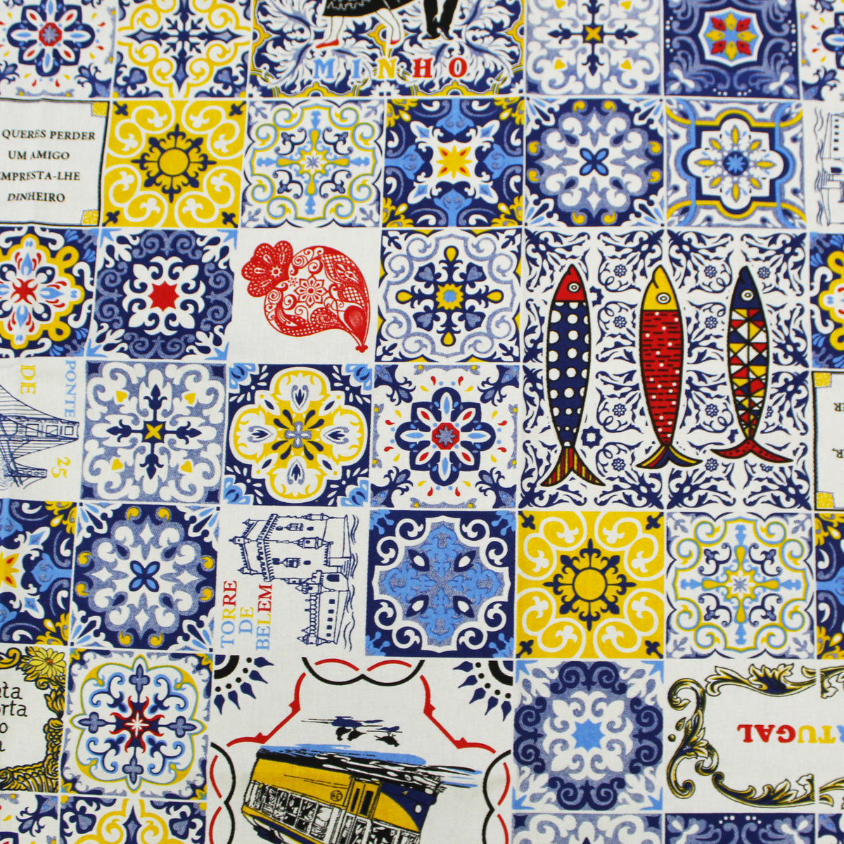 100% Cotton Tablecloth with Portuguese Azulejo Design and Traditional ...