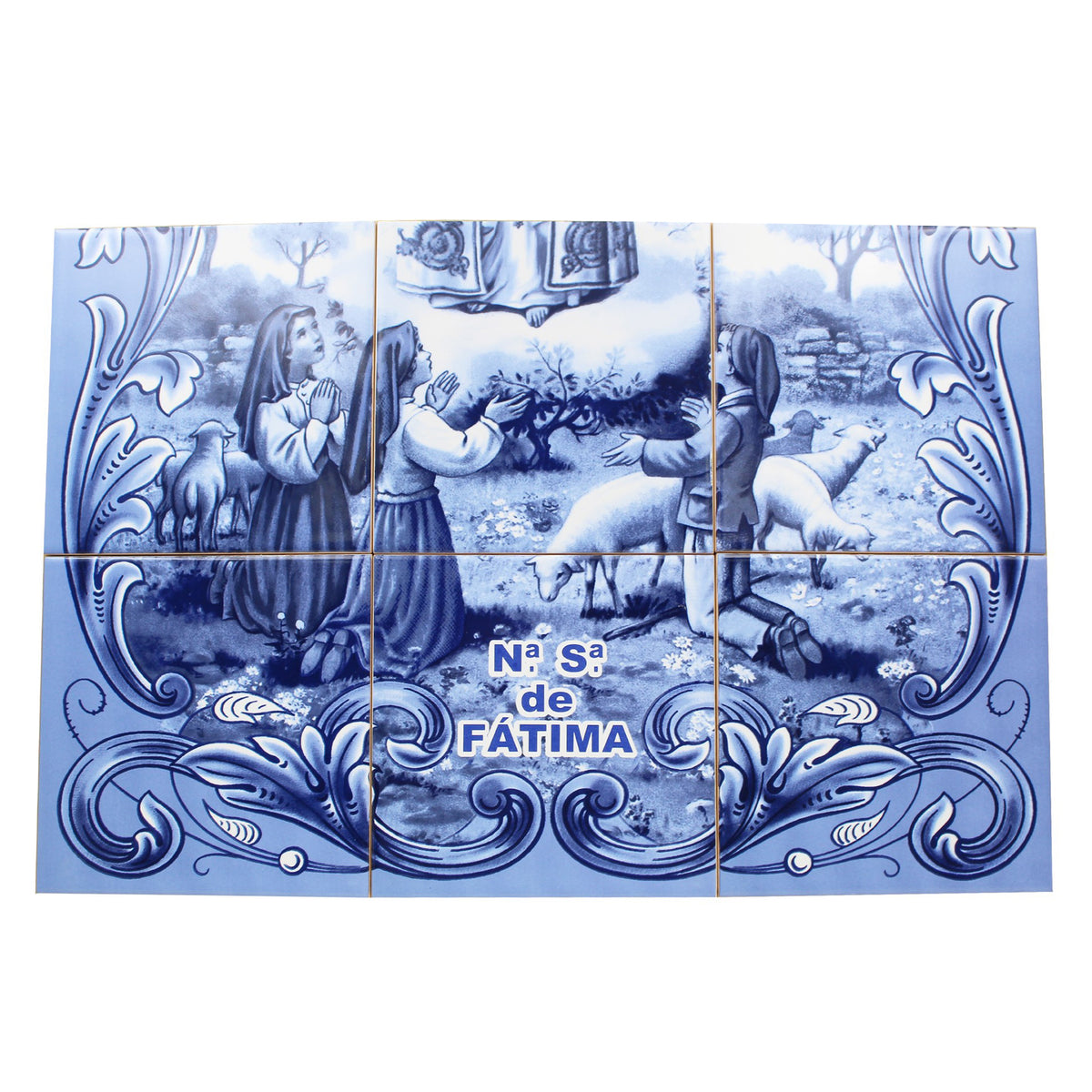 Our Lady of Fatima Apparition Blue Portuguese Ceramic Tile Art Wall Pa ...