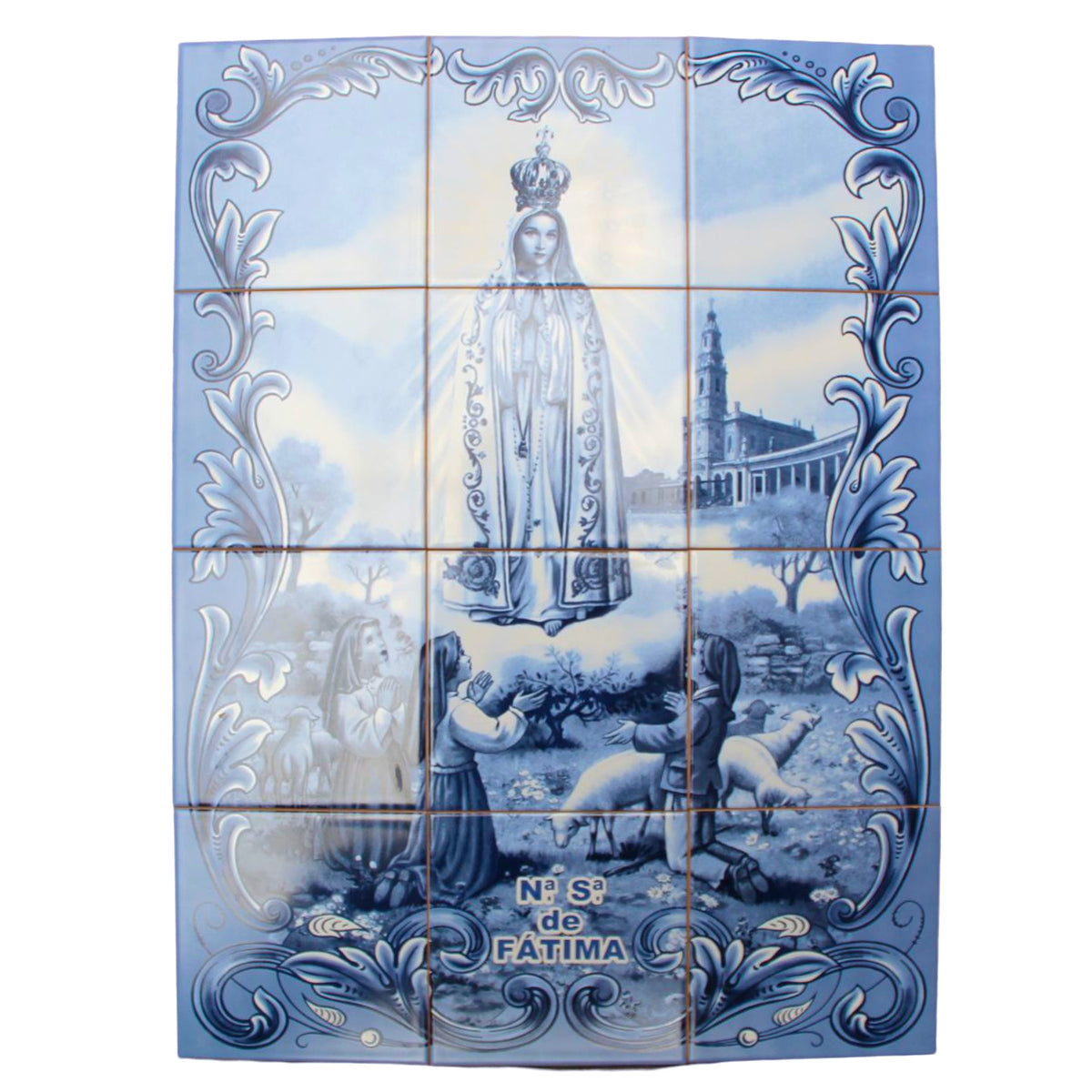 Our Lady of Fatima Apparition Blue Portuguese Ceramic Tile Art Wall Pa ...